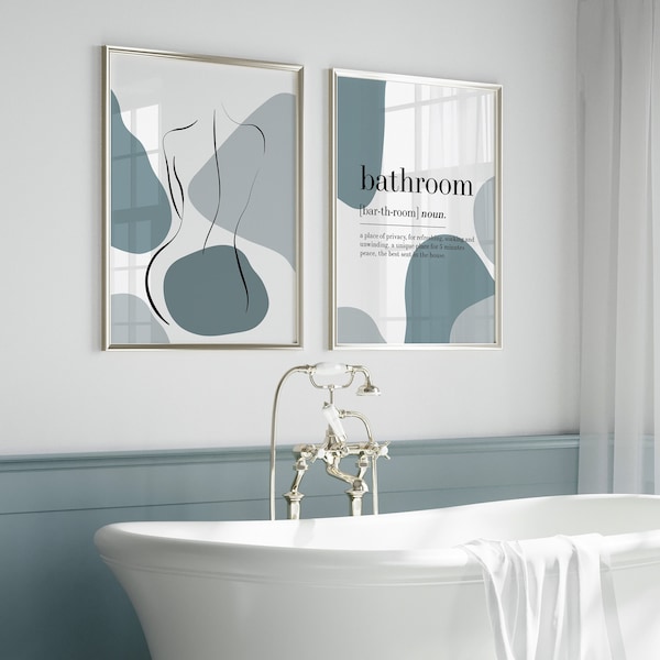 Blue Bathroom Framed Prints - Etsy