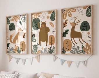 Boho Woodland Wall Art Set of 3 RINTED VERSION, Boho Woodland Wall Art ...