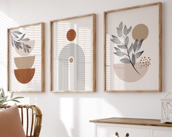 Boho Abstract Wall Art Prints Boho Wall Decor Set of 3 Wall - Etsy