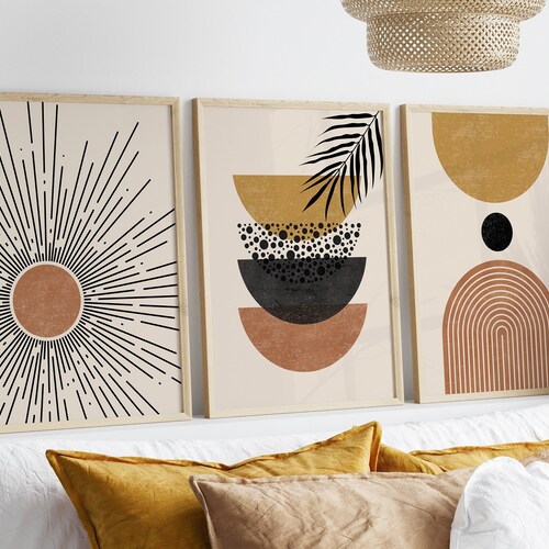 Boho Abstract Wall Art Prints Boho Wall Decor Set of 3 - Etsy