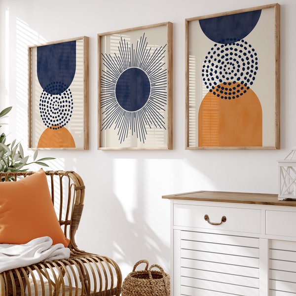 Blue Orange Wall Art - Etsy