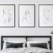 Line Art Bedroom Wall Prints, Women Line Drawings, Set of 3 Prints ...
