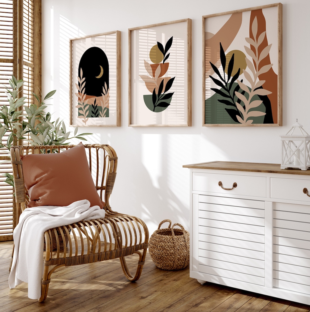 Boho Abstract Wall Art Prints, Boho Wall Decor, Set of 3 Wall Prints ...