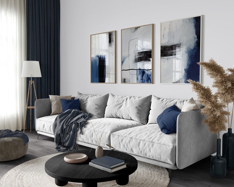 Blue Abstract Art Prints Modern Art Abstract Art Brush - Etsy