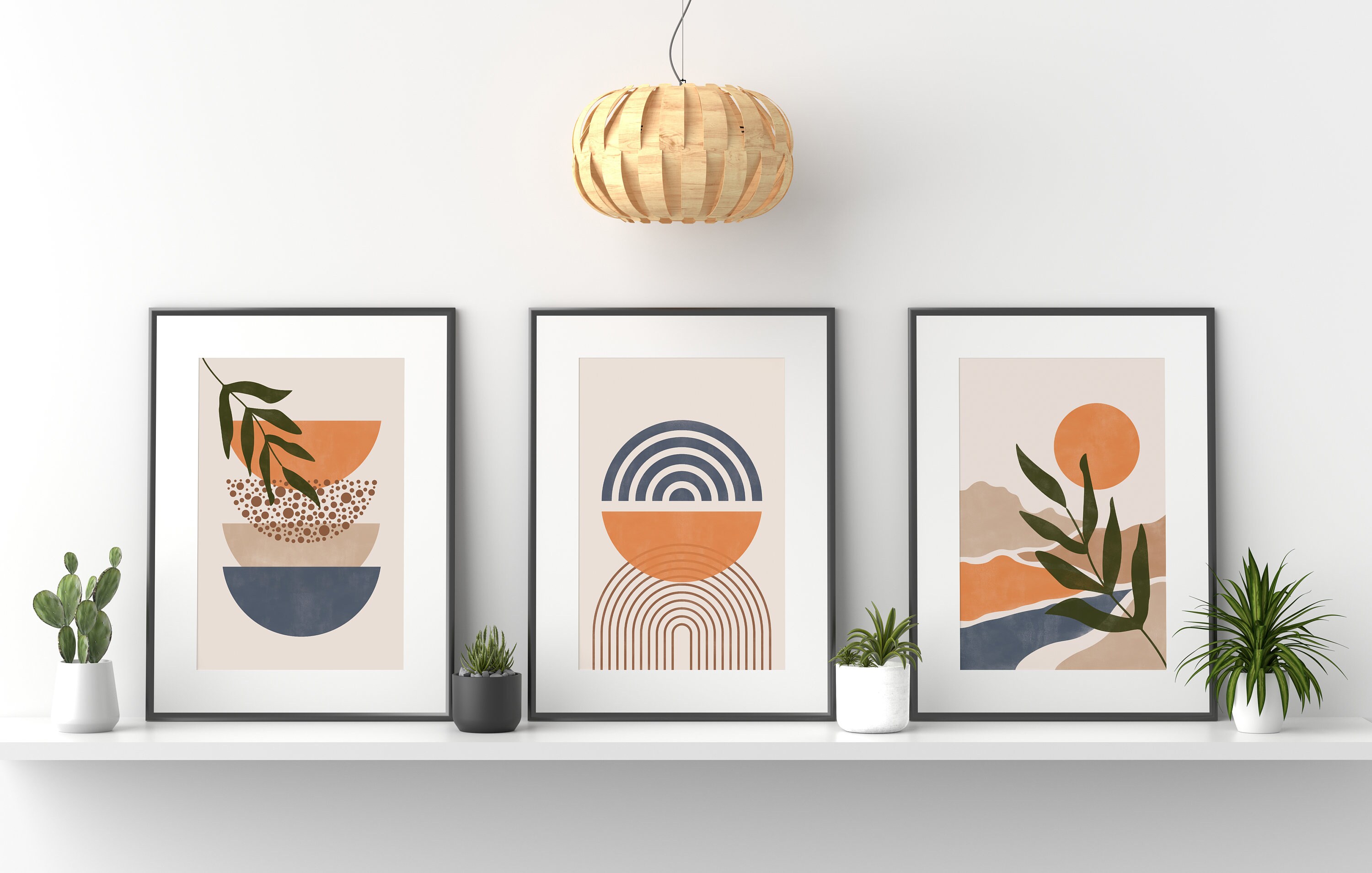 Boho Abstract Wall Art Prints Boho Wall Decor Set of 3 | Etsy