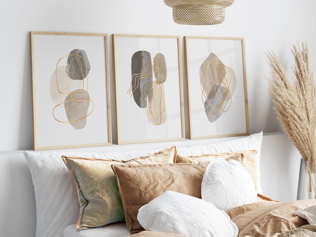 Neutral Wall Prints, Abstract Wall Art, Set of 3 Wall Prints, Neutral ...