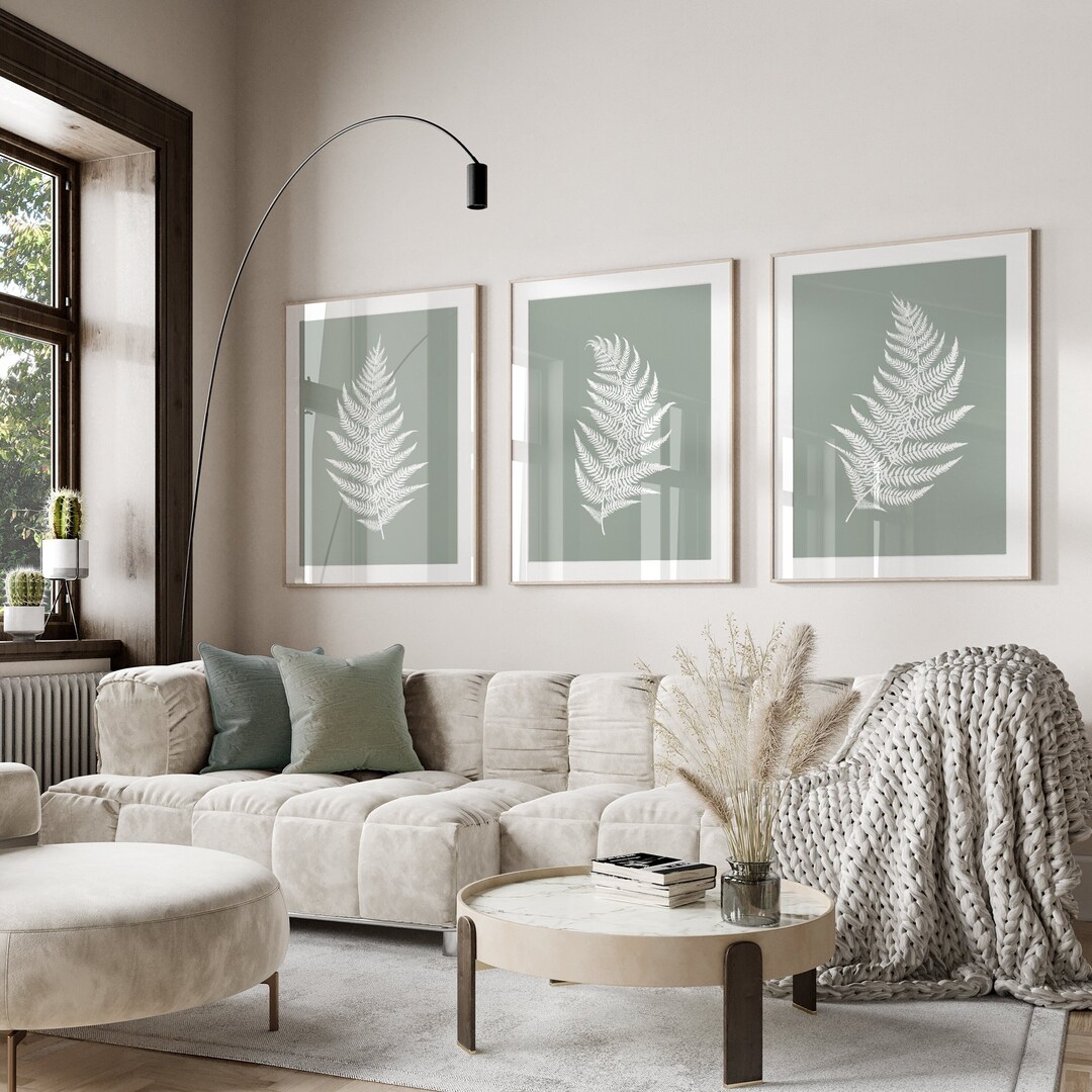 Sage Green Wall Prints, Sage Green Wall Decor, Fern Prints, Sage Green ...