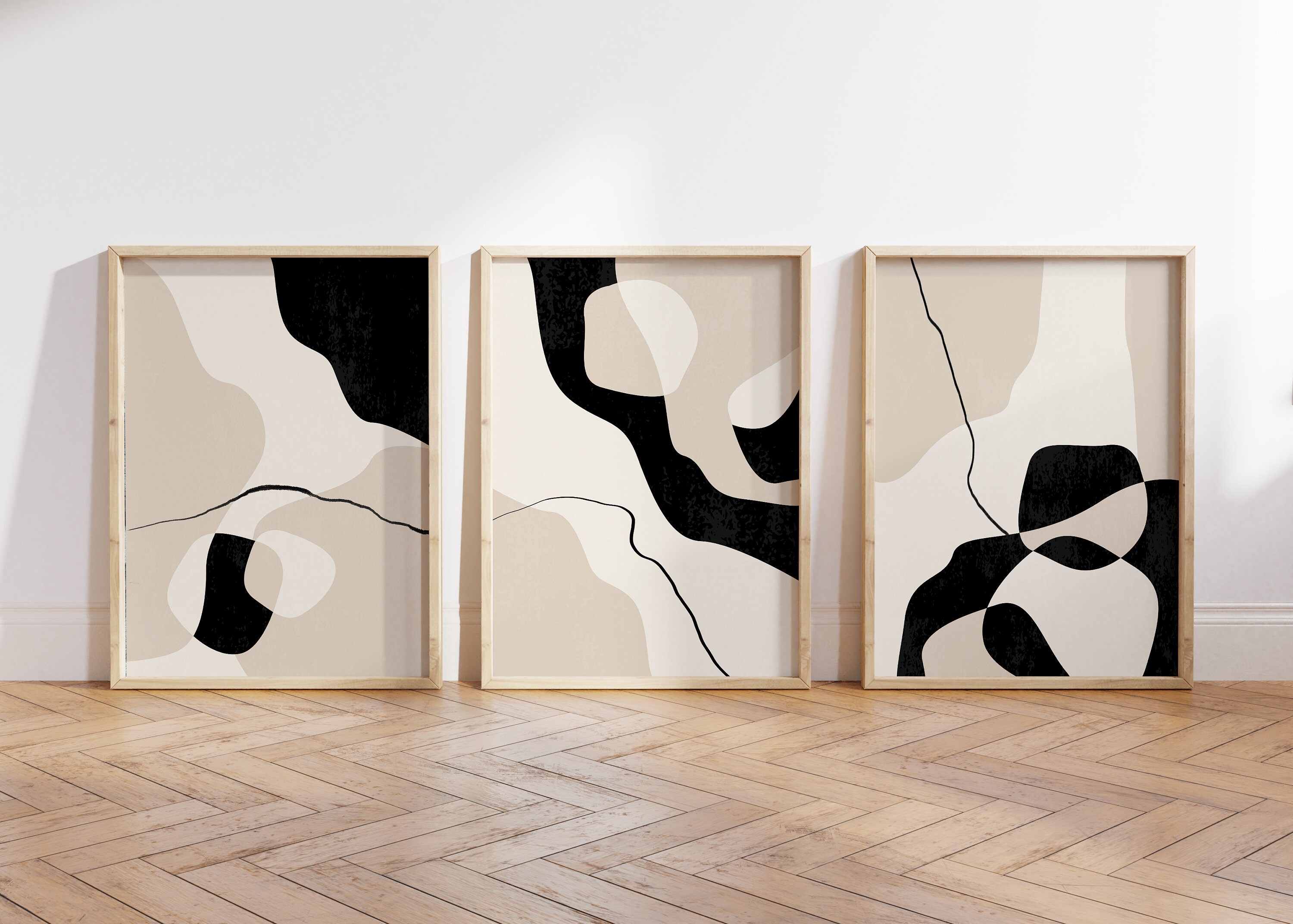Abstract Wall Art Prints, Abstract Art, Set of 3 Wall Prints, Modern ...