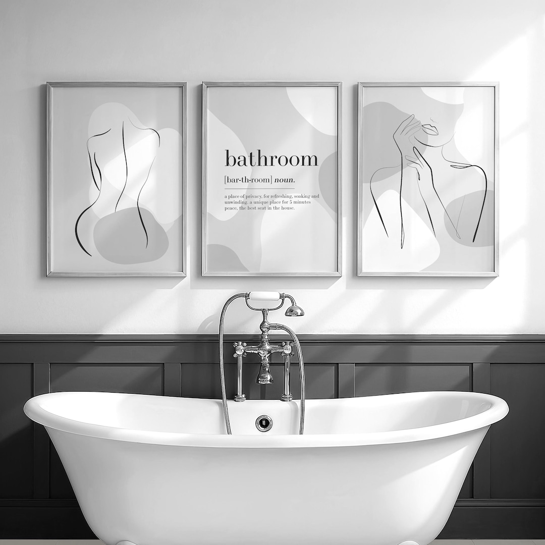 Bathroom Prints, Grey, Abstract Art, Bathroom Wall Art, Bathroom Decor ...