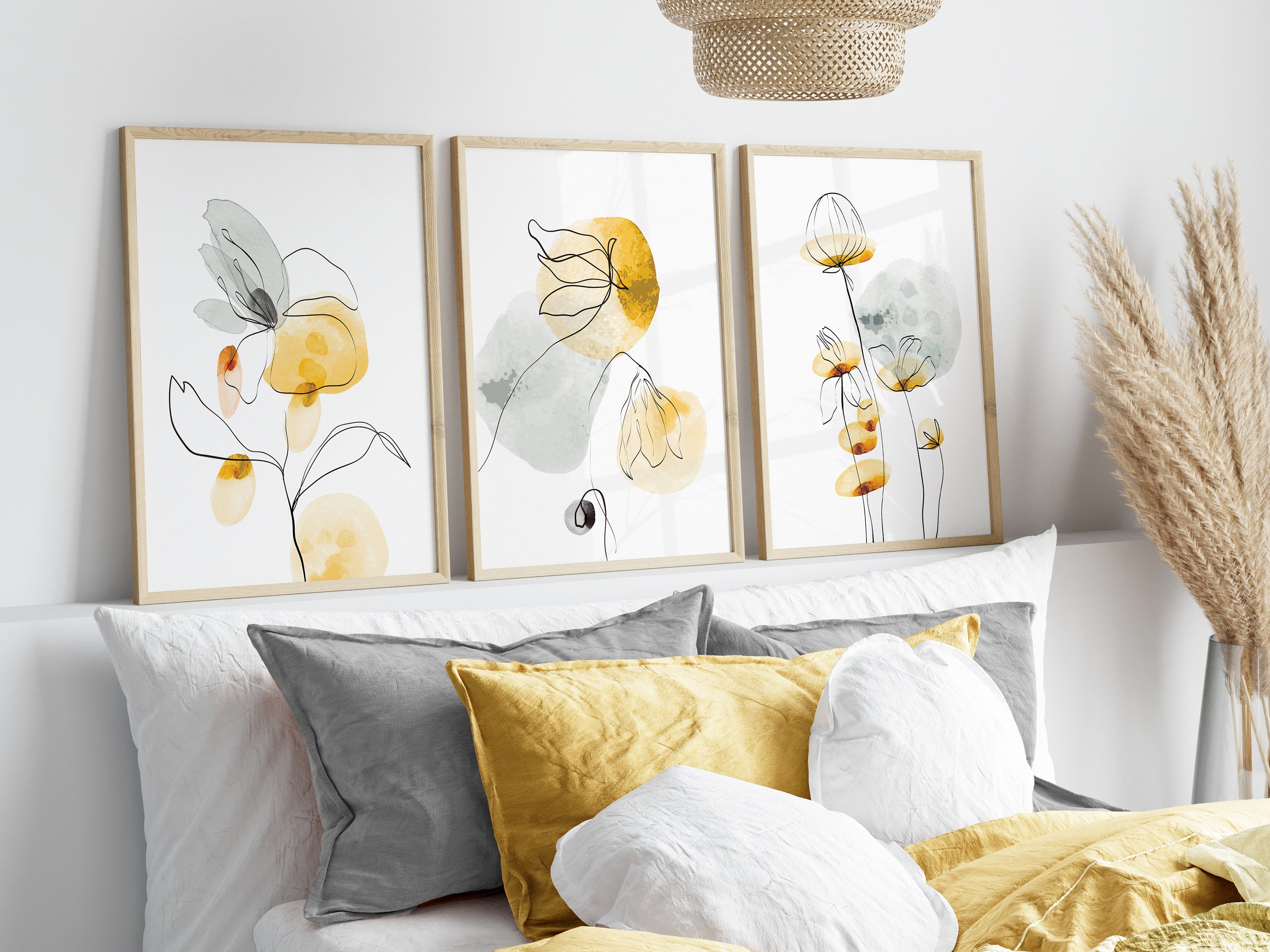 Yellow Wall Art Prints Yellow Wall Decor Yellow & Grey Wall - Etsy UK