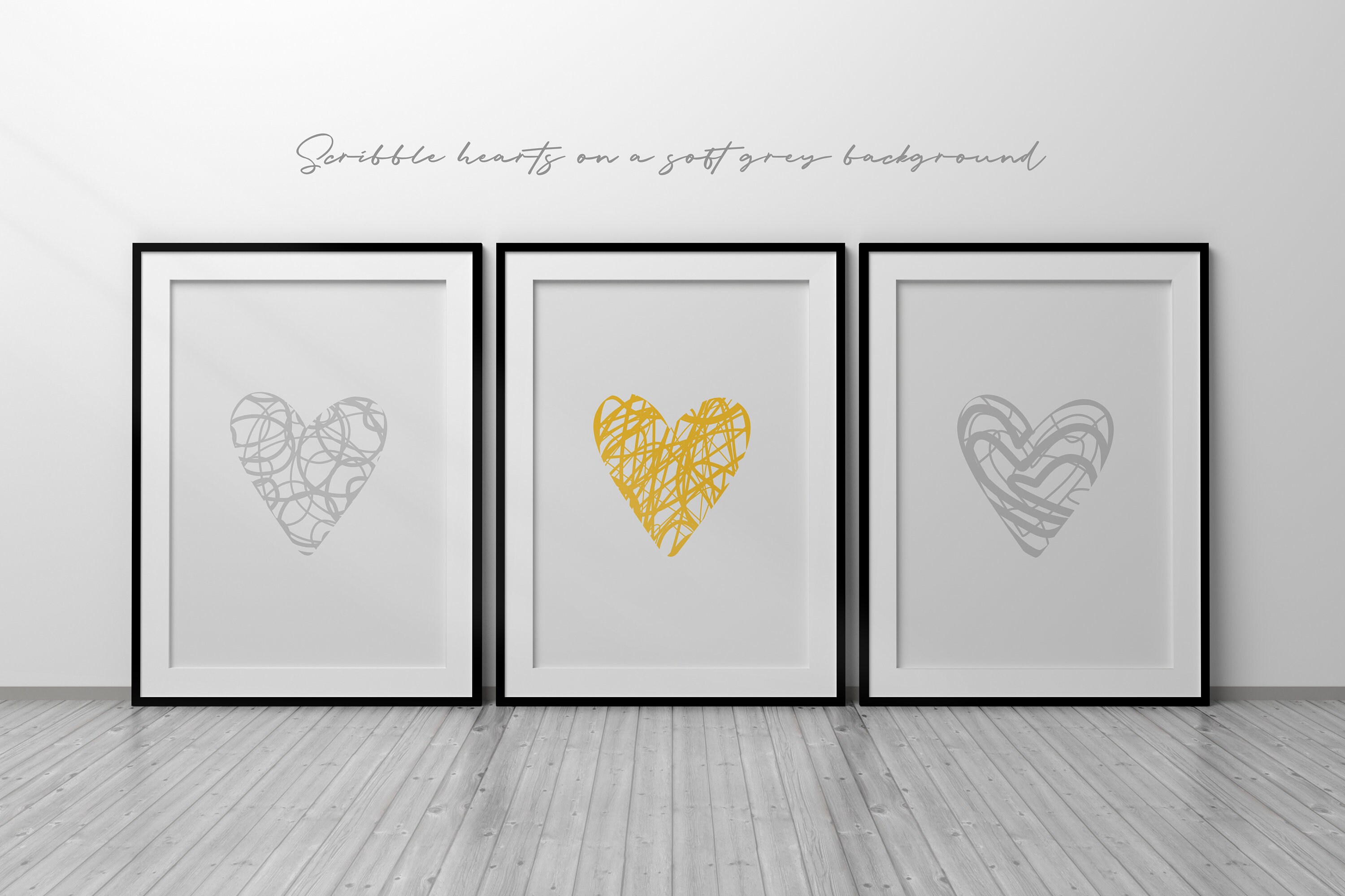Love Heart Wall Prints Yellow & Grey Wall Art Prints Heart - Etsy