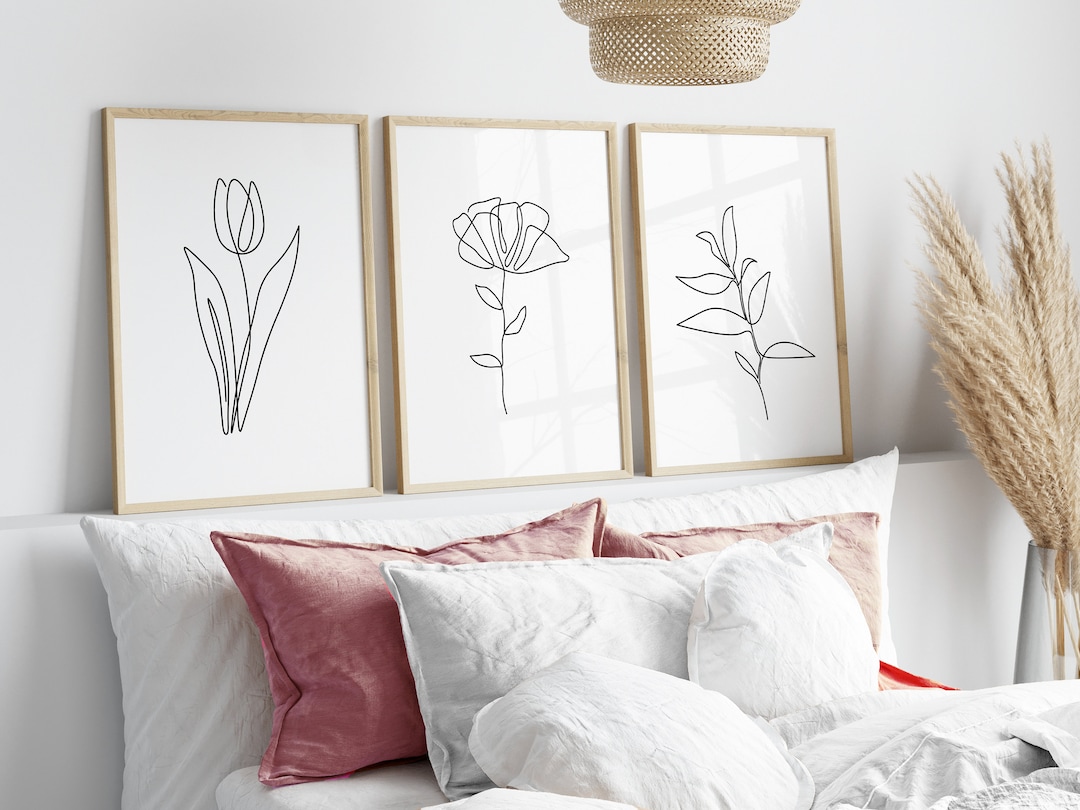 Minimalist Wall Art, Minimalist Wall Decor, Botanical Line Art ...