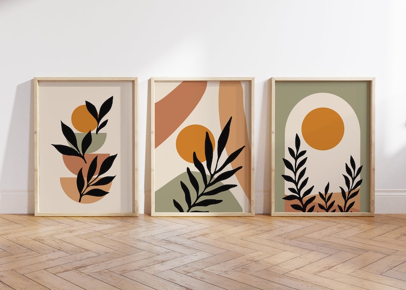Boho Abstract Wall Art Prints, Boho Wall Decor, Set of 3 Wall Prints ...
