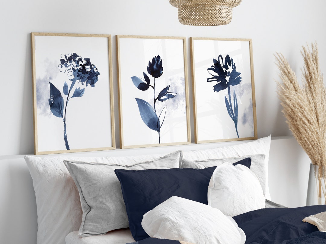 Blue Wall Prints Botanical Wall Art Blue Wall Art Blue - Etsy