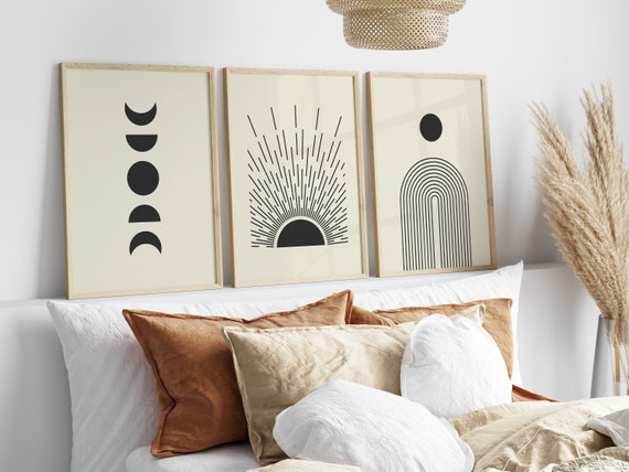 Boho Wall Prints Neutral Boho Wall Art Set of 3 Posters - Etsy