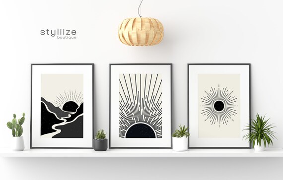 Boho Wall Prints Neutral Boho Wall Art Set of 3 Posters | Etsy