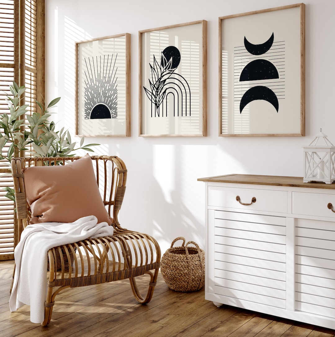 Boho Wall Prints Neutral Boho Wall Art Set of 3 Posters - Etsy UK