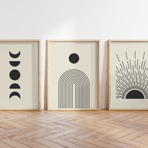 Boho Wall Prints, Neutral Boho Wall Art, Set of 3 Posters, Boho ...