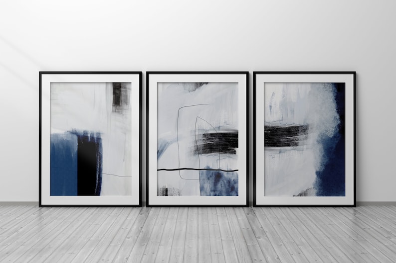 Blue Abstract Art Prints, Modern Art, Abstract Art, Brush Strokes, Blue ...