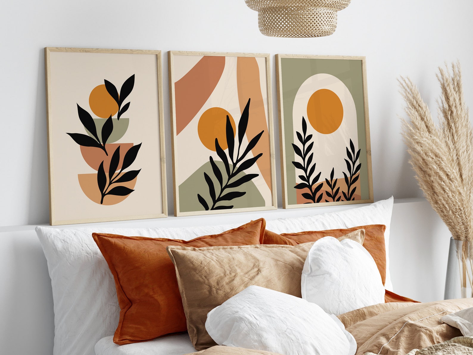 Boho Abstract Wall Art Prints, Boho Wall Decor, Set of 3 Wall Prints ...
