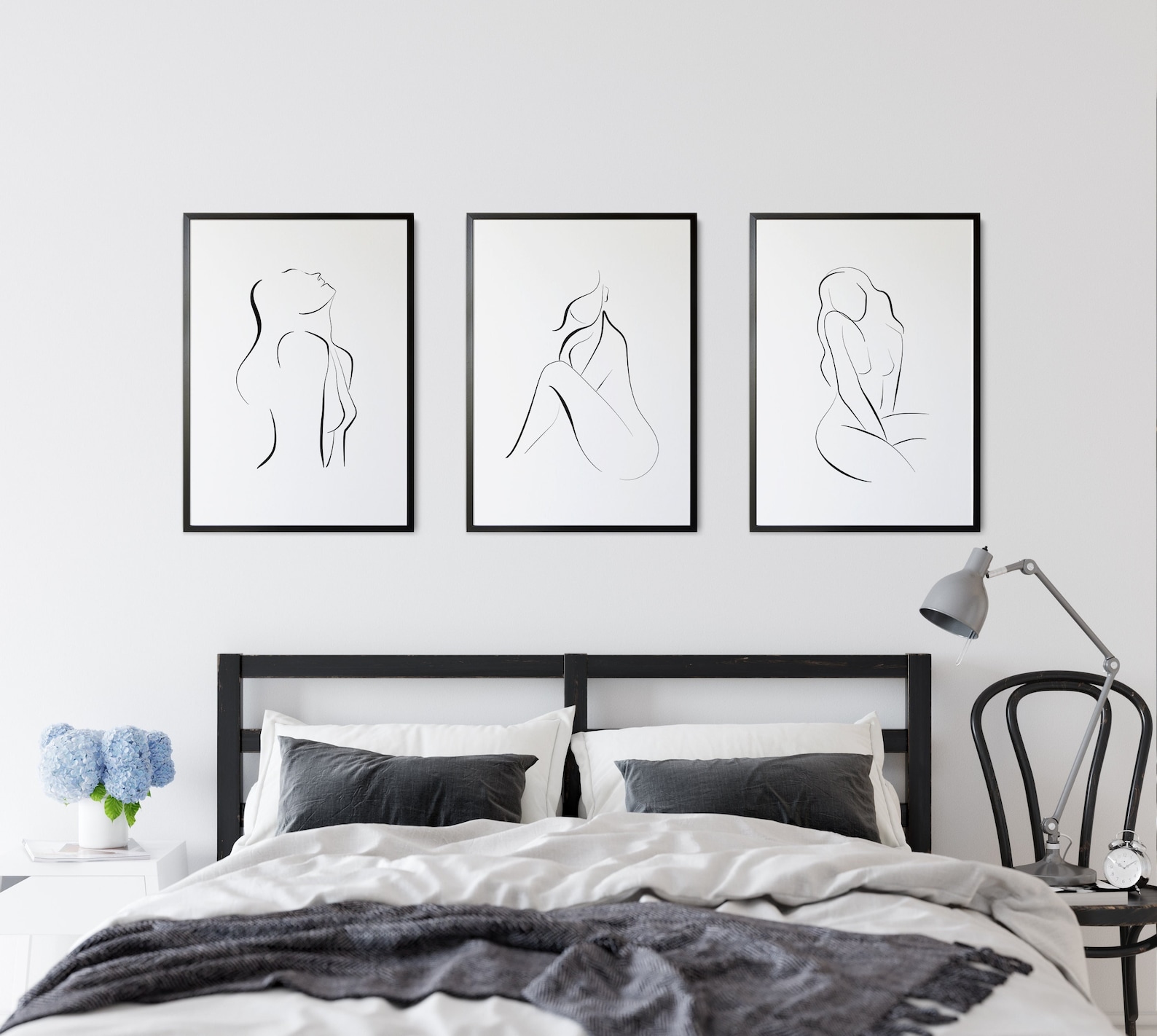 Line Art Bedroom Wall Prints Women Line Drawings Set of 3 - Etsy