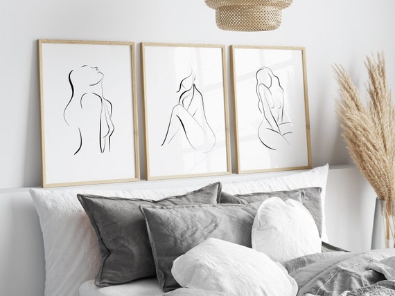 Line Art Bedroom Wall Prints Women Line Drawings Set of 3 - Etsy