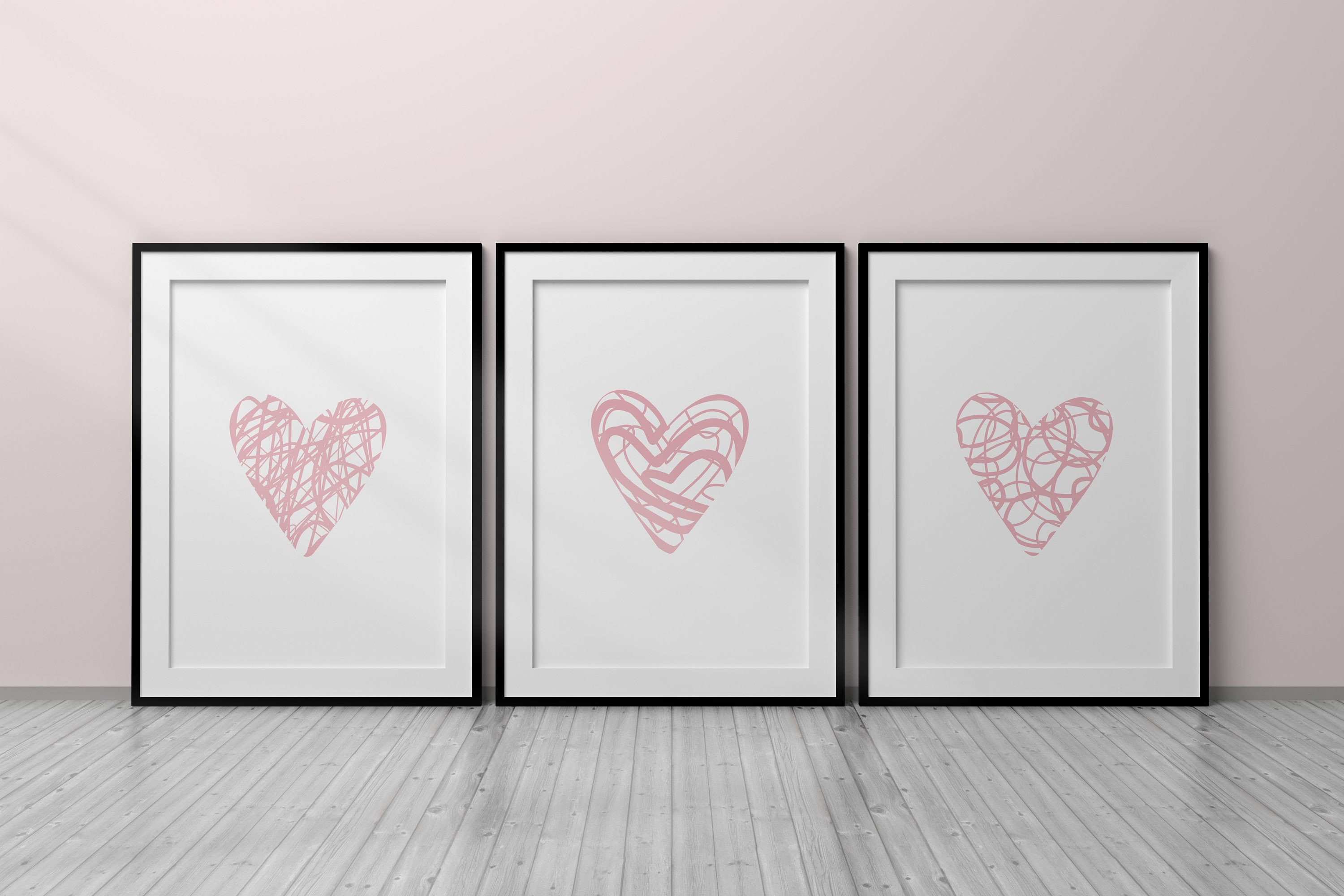 Pink Wall Prints Pink Wall Decor Love Heart Bedroom Prints - Etsy