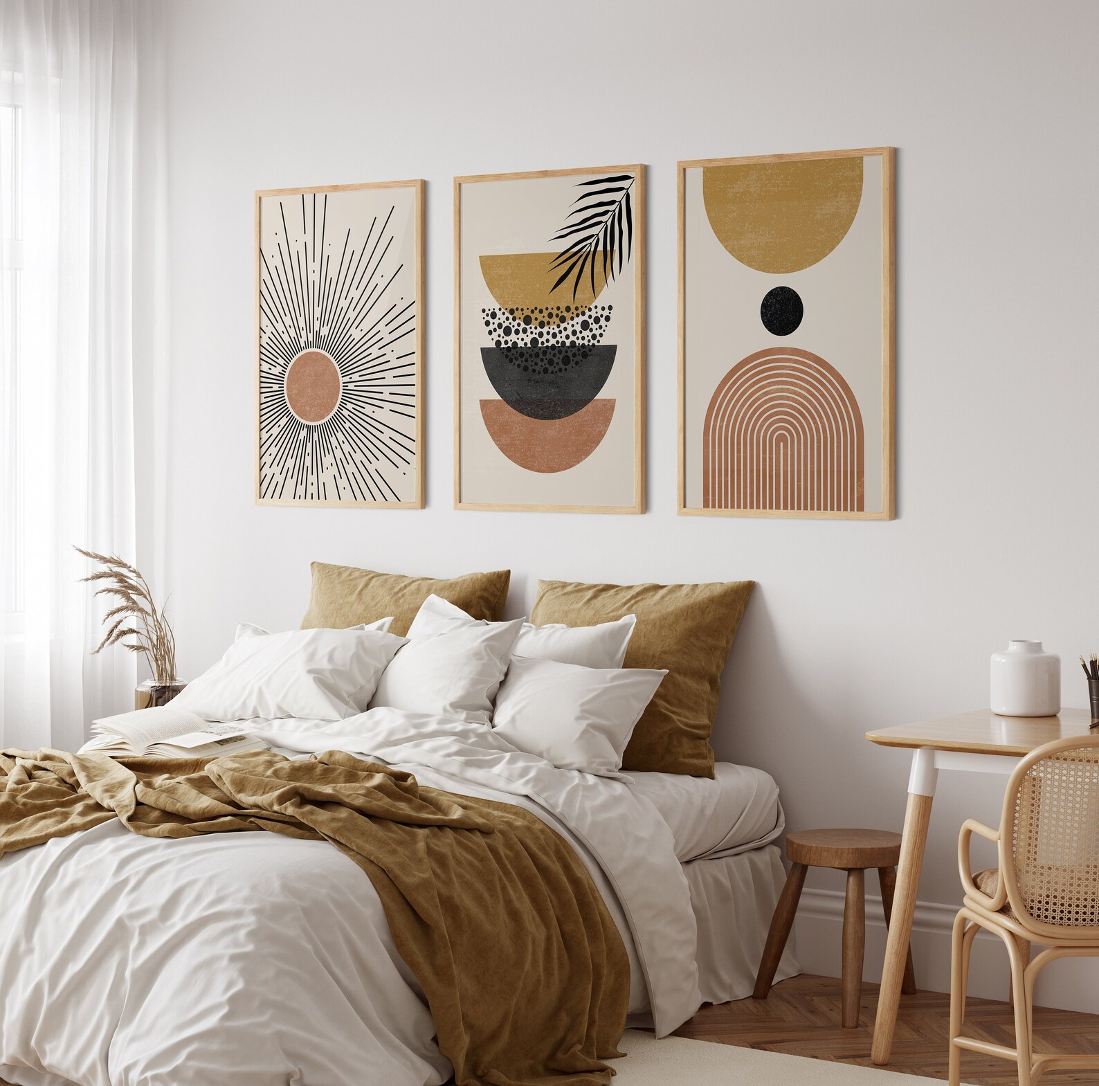 Boho Abstract Wall Art Prints, Boho Wall Decor, Set of 3 Wall Prints ...