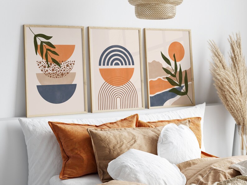 Boho Abstract Wall Art Prints, Boho Wall Decor, Set of 3 Wall Prints ...
