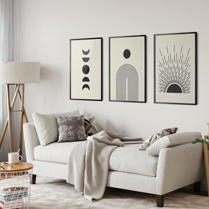 Boho Wall Prints, Neutral Boho Wall Art, Set of 3 Posters, Boho ...