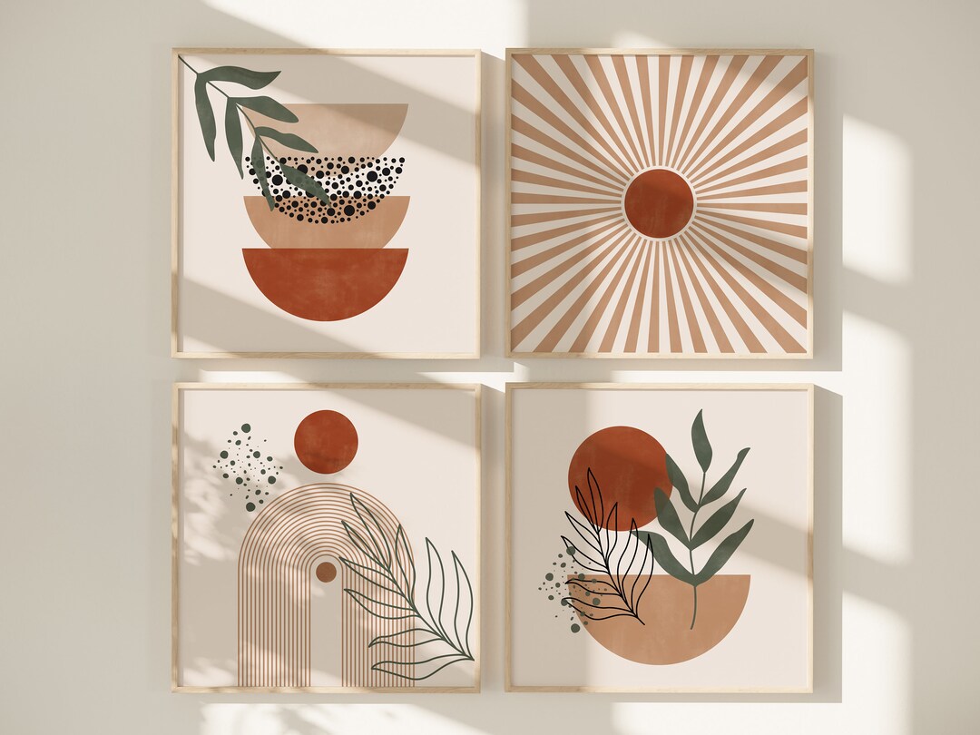 Square Wall Prints, Boho Wall Prints, Boho Wall Art, Terracotta Wall ...