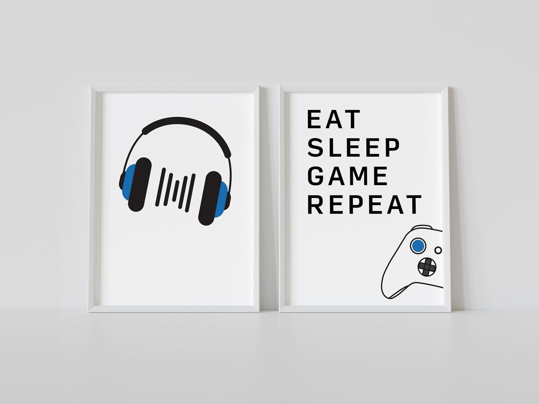 Printable Art, Blue Gaming Prints, Blue Gaming Wall Art, Blue Games ...