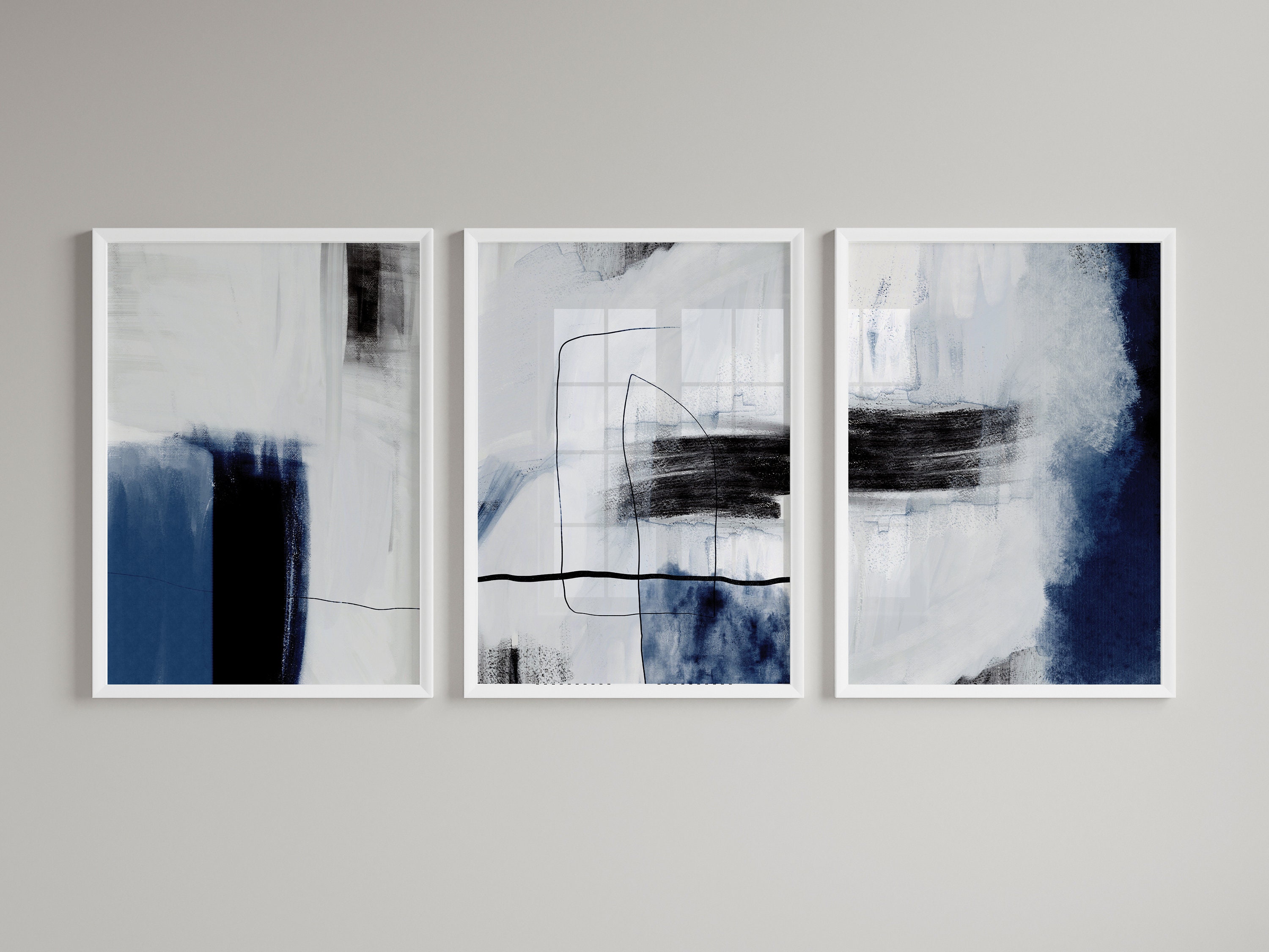 Blue Abstract Art Prints, Modern Art, Abstract Art, Brush Strokes, Blue ...
