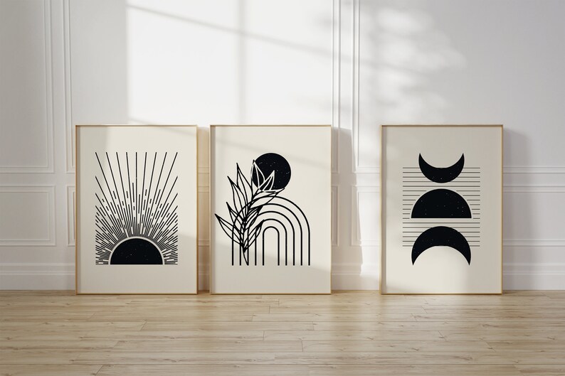 Boho Wall Prints Neutral Boho Wall Art Set of 3 Posters - Etsy UK