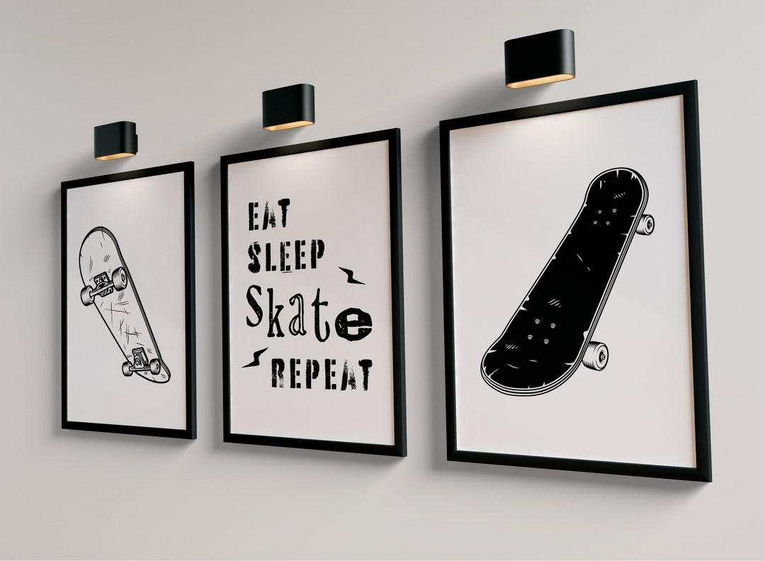 Skater Wall Prints, Skateboard Wall Art, Skateboard Gifts, Set of 3 ...