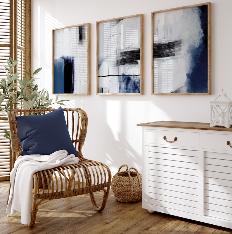 Blue Abstract Art Prints, Modern Art, Abstract Art, Brush Strokes, Blue ...