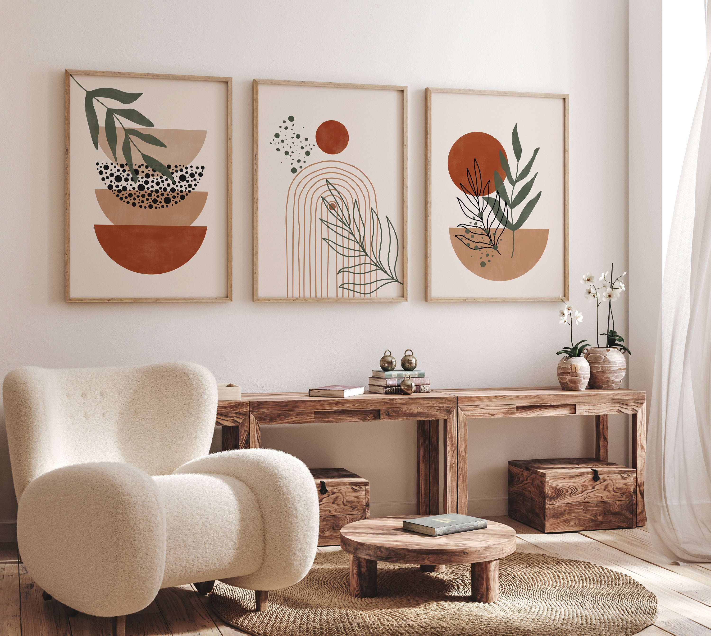 Boho Abstract Wall Art Prints Boho Wall Decor Set of 3 - Etsy UK