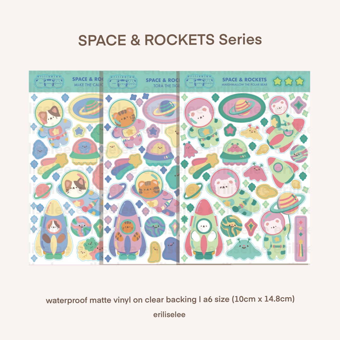 Space and Rockets Vinyl Sticker Sheet - Waterproof/weatherproof - Etsy