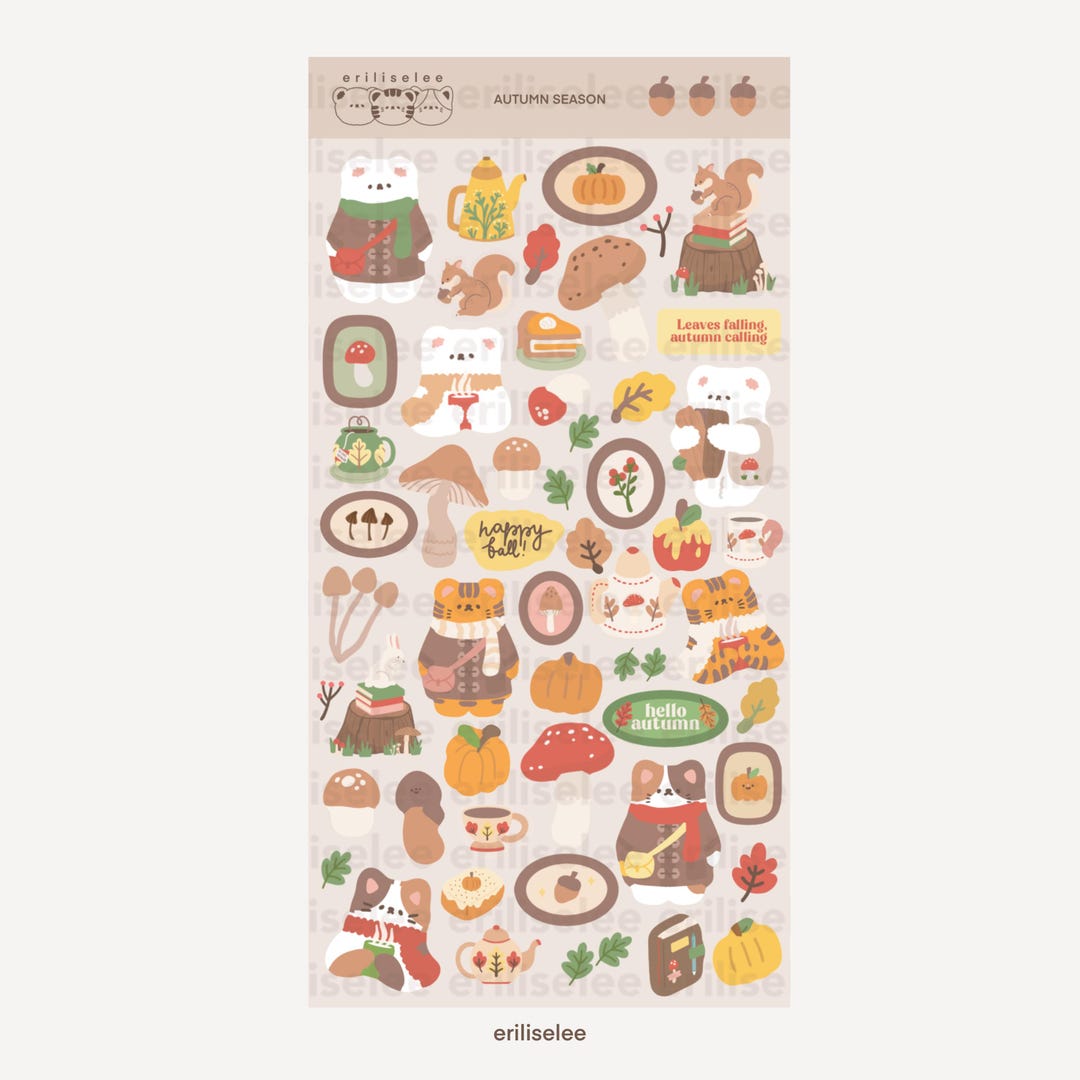 Autumn Season Vinyl Sticker Sheet - Waterproof/weatherproof - Etsy