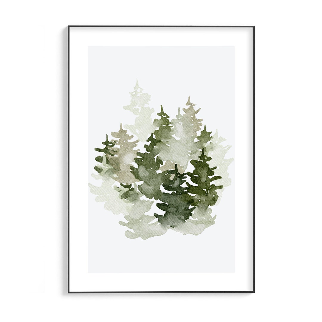 Forest Trees Poster Nature & Botanical Art Print Boho Home Décor Wall ...