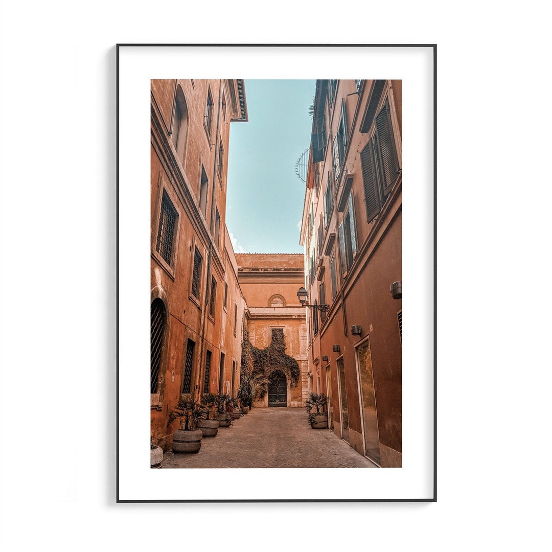 Orange Alleyway Poster Architecture Print Scandinavian Orange Décor ...