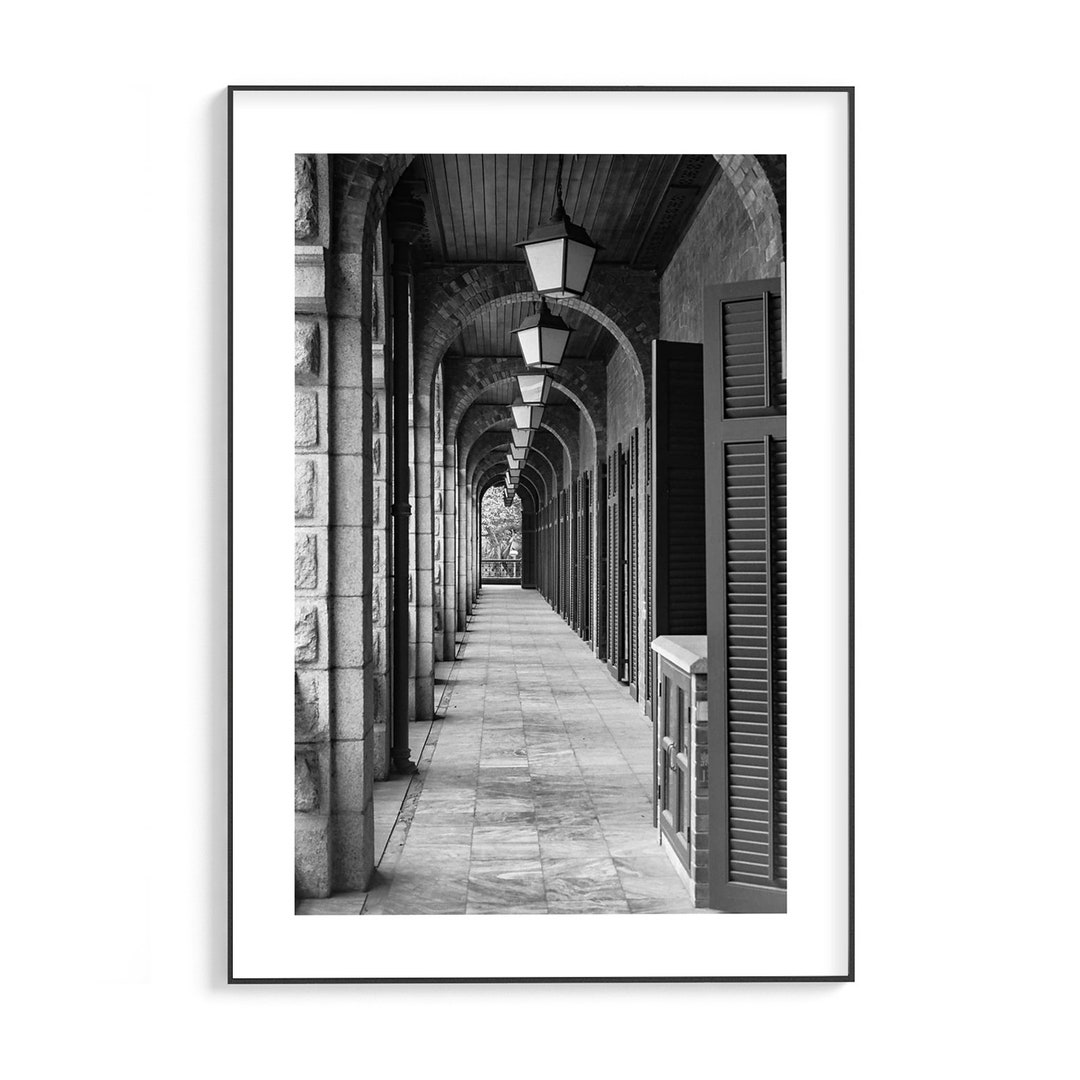 Arched Corridor Poster Architecture Print Black & White Pillar Old ...