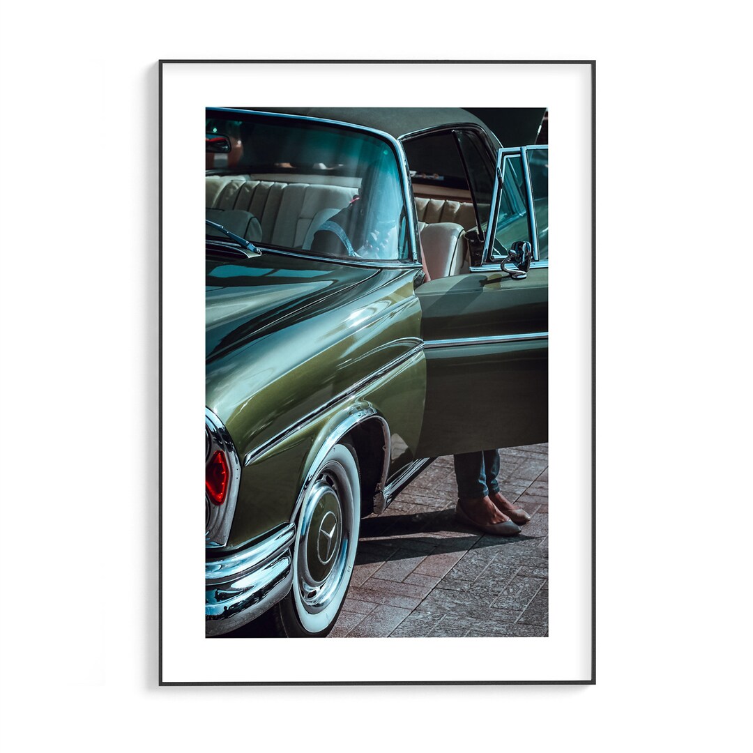 Classic Green Car Poster Vintage Retro Scandinavian Boho Home Décor ...