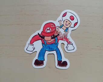 Parasitic Mushroom Toad Mario Sticker - Etsy