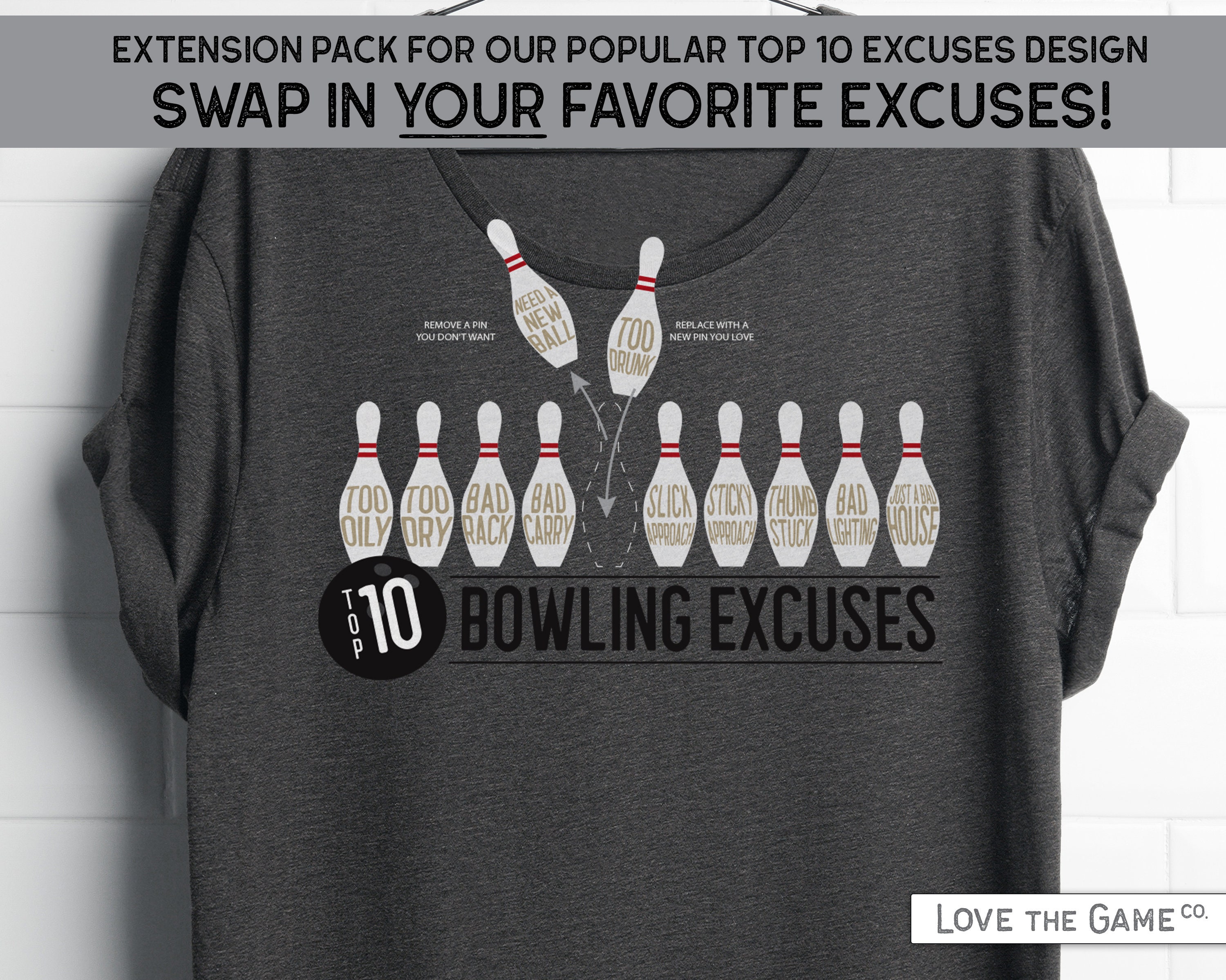 Extension Pack for Funny Top 10 Bowling Excuses Design SVG PNG JPG ...