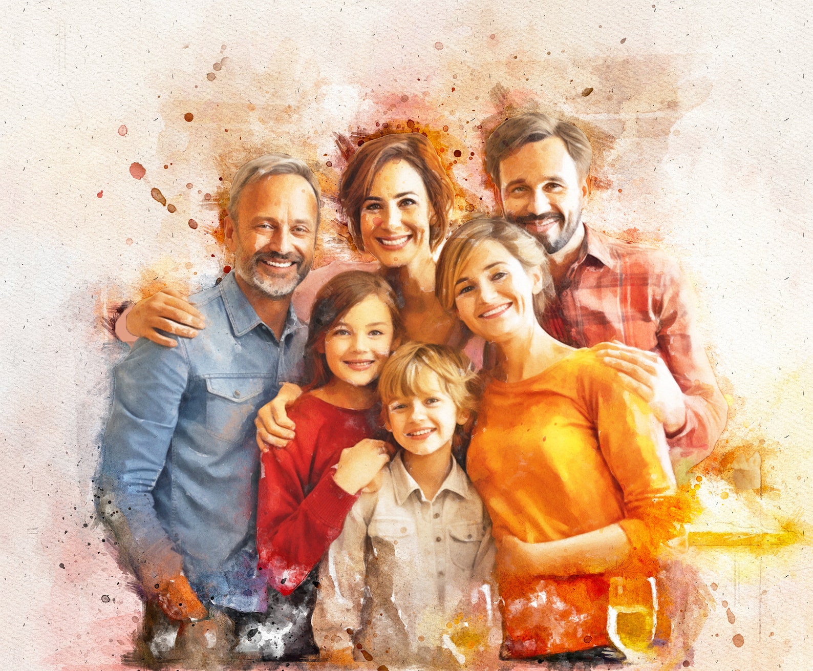 Custom Watercolor Family Drawing From Photo, Personalized Memorial ...