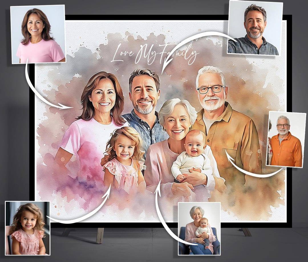 Custom Family Portrait: Merge Memories With Deceased Loved One ...