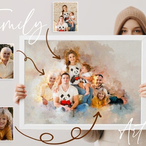 Custom Watercolor Family Drawing From Photo, Personalized Memorial ...