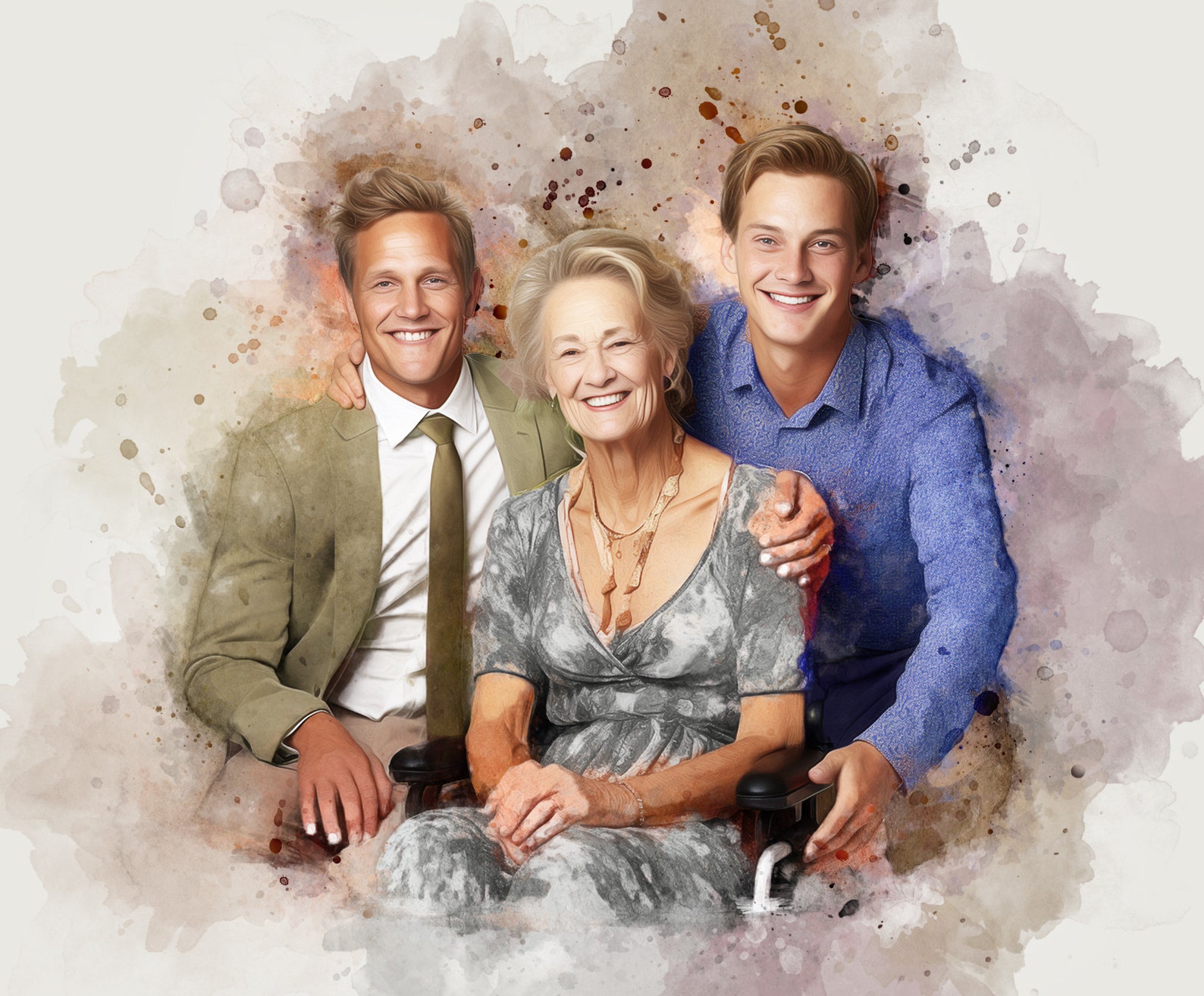 Custom Watercolor Family Drawing From Photo, Personalized Memorial ...