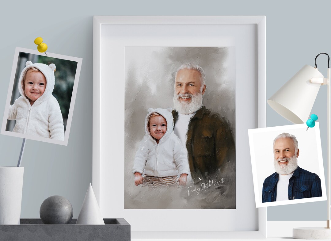 Painted Family Portrait, Loss of Father Gift for Daughter, Memorial ...